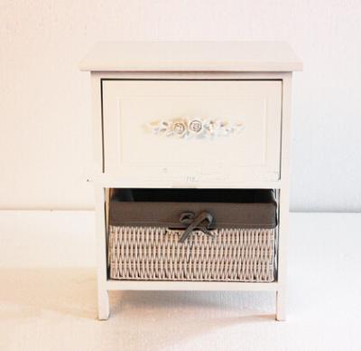 China Short Wood storage cabinet with drawer & basket for sale