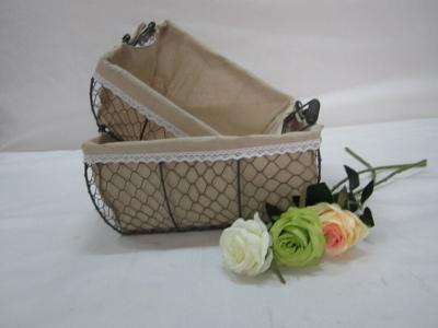 China storage mesh wire baskets with fabric liner set of two for sale