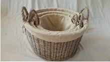 China Willow wicker storage basket with liner for sale