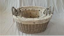 China large oval willow wicker laundry basket with lid and liner for sale