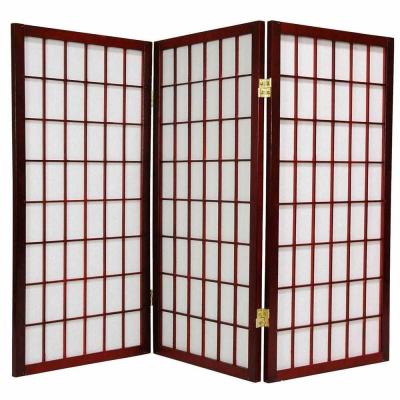 China 3 Panels Wooden Foldable Movable Woven Decorative Screens Room Divider for sale