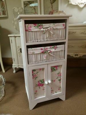 China Painting Style Woven Basket Storage Cabinet Wood Living Room Furniture for sale