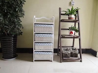 China Blue Lined Basket PP Home Organizer Wood Cabinet Tabletop Storage Drawer for sale