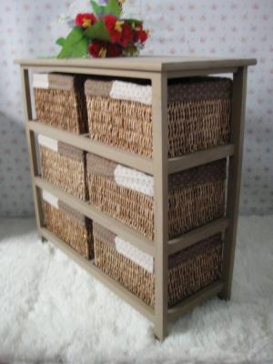 China Living Room Furniture Home Organizer Straw Basket Cabinet Sideboard for sale