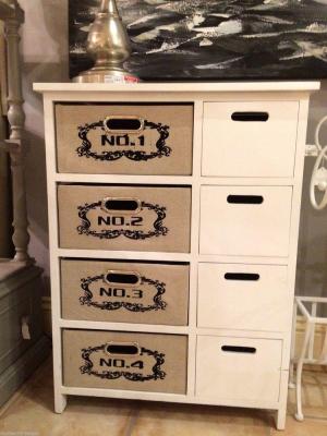 China Vintage Cloth 4 Drawers White Wood French Furniture Plastic Wall Cabinet for sale