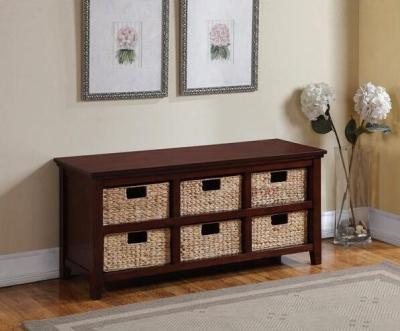 China Stand 3 Seater Storage Bench Straw Basket Drawers Cabinet Shoe Rack for sale