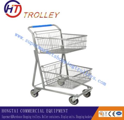 Cina Stile del Canada carrelli d'acciaio della drogheria del metallo da 70 litri doppi per il supermercato in vendita