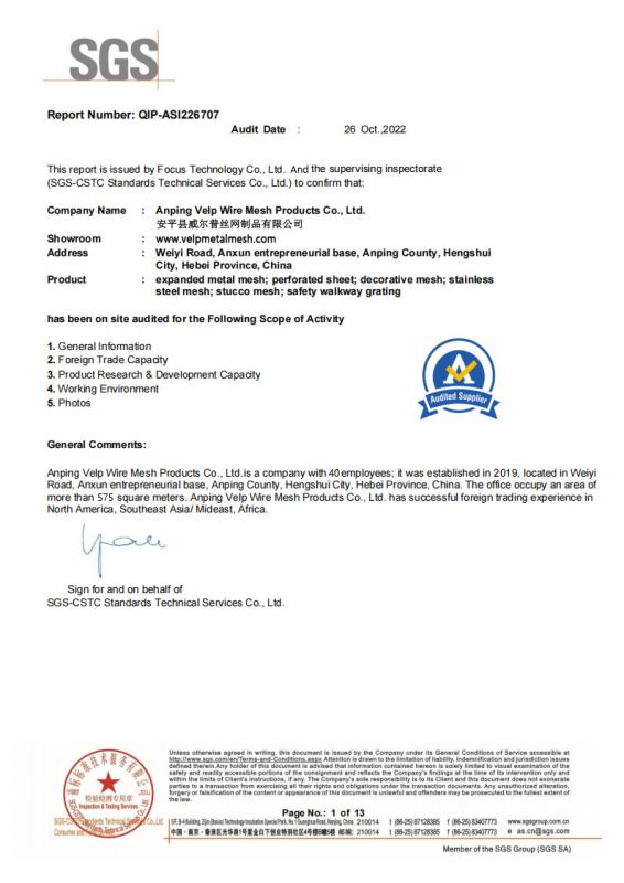  - Anping Velp Wire Mesh Products Co.,Ltd