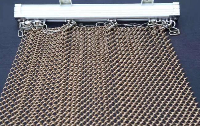 Custom color woven wire mesh partition detail