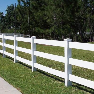 China Cattle 3 Rails White Portable Horse Farm Outside PVC Farm Fence for sale