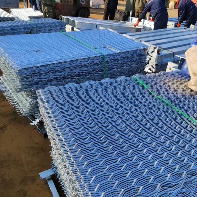 Expanded metal used as safety fencing on industrial equipment