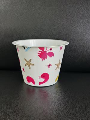 China 180ml plastic yogurt IML print with aluminum foil lid and plastic lid for sale