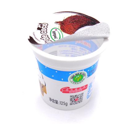 Cina Tazza di plastica su misura 100ml di plastica della bevanda a base di latte del yogurt delle tazze del commestibile con il coperchio del di alluminio in vendita