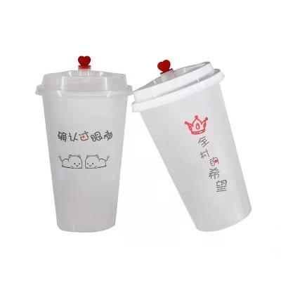 Cina Tazze eliminabili a parete semplice 1000ml delle tazze di plastica 95mm pp del tè del latte dell'OEM 1L in vendita