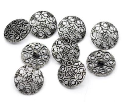 China Plated Ancient bronze Silver Metal Jeans Shirt Button Size-FreeRetro Engraved Patterns Material Zinc Alloy for sale