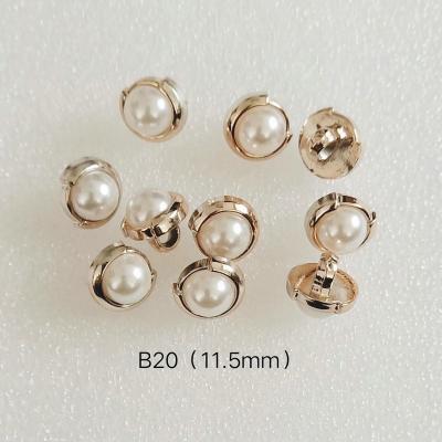 China High quality Elegant button gold plastic button with pearl stone for lady shirt for sale