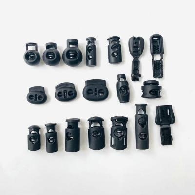 China 2021new popular fashion design plastic black 6mm elastic cord stopper for clothing for sale