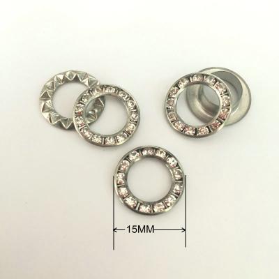 China High quality  15MM  rhinestone grommet eyelet with glass stone for sale