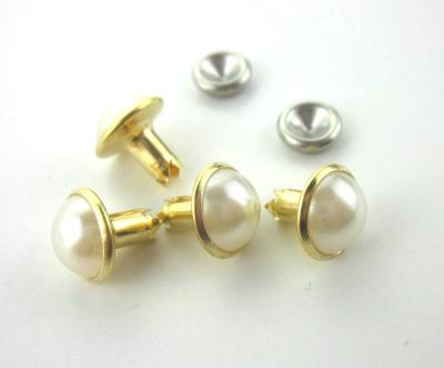 China Fashion garment accessory 8mm metal jeans rivet with pearl beads for lady clothing for sale