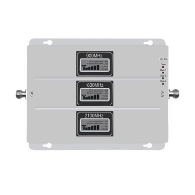 Cina ripetitore mobile del segnale della tri banda 900/1800/2100MHz, enchancer 20dbm, con l'amplificatore LCD dell'esposizione, ripetitore di pico del cellulare 65dbi in vendita