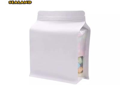 China Tea Coffee Bean Flat Bottom Zipper Bag 8 Sides Sealing With Side Windows for sale