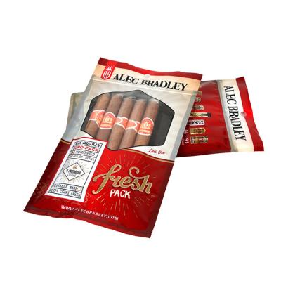 China Printing Humidor Plastic Cigar Packaging Bags Three Side Seal Ziplock for sale