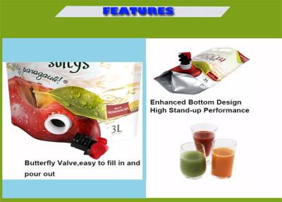 China Aseptic 1L 1.5L 3L 5L Stand Up Pouch With Vitop Tap Double Fold Bag BIB Wine Pouch Bag In Box With Spigot for sale