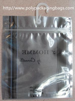 China Antistatic Underwear Packaging Resealable Zip Lock Plastic Bag with Hook for sale