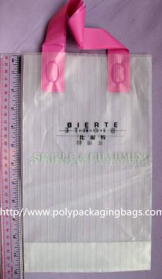 China Eco-Friendly White Soft Loop Handle Stand Up Plastic Bags For Grocery for sale