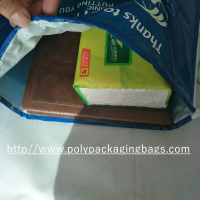 China Blue Plastic Drawstring Backpack , Personalized Drawstring Bags Under 10kgs Strength for sale