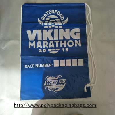 China Blue Plastic Drawstring Backpack , Personalized Drawstring Bags Under 10kgs Strength for sale