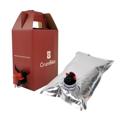 Cina 1L-10L Sacchetto di riempimento di bib in asettico per bevande in scatola sigillo termico sacchetto in alluminio per vino e succhi con rubinetto Vitop per acqua minerale in vendita