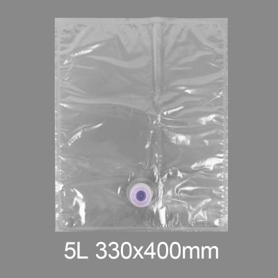 China Custom Transparent BiB 5l Plastic Tap Bag Drinking Water Wine Juice Bag in Box Dispenser With Butterfly Valve Vitop for sale