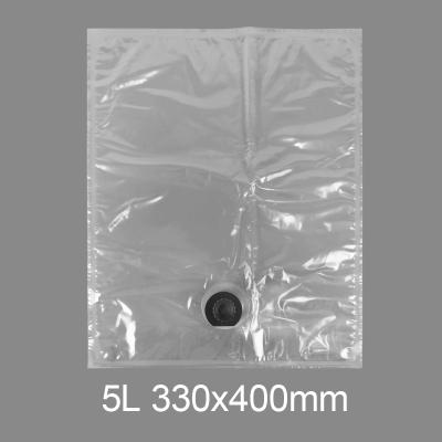 China Custom Transparent BiB 5l Plastic Tap Bag Drinking Water Wine Juice Bag in Box Dispenser With Butterfly Valve Vitop for sale
