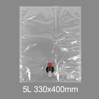 China Custom Transparent BiB 5l Plastic Tap Bag Drinking Water Wine Juice Bag in Box Dispenser With Butterfly Valve Vitop for sale