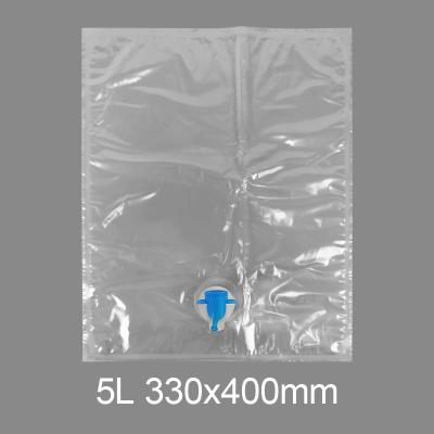 China Custom Transparent BiB 5l Plastic Tap Bag Drinking Water Wine Juice Bag in Box Dispenser With Butterfly Valve Vitop for sale