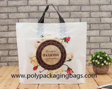 China 100 Microns Plastic Shopping Bags With Soft Loop Handles for sale