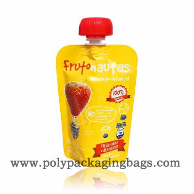 China Gravure Printing 0.18mm Fruit Juice Pouch With Suction Nozzle for sale