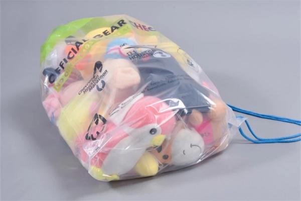 8kgs Load LDPE One Shoulder Plastic Drawstring Bag White Transparent PE Travelling Bag Custom Drawstring Pouch