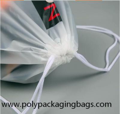 China 0.07mm Frosted CPE Drawstring Backpack Bags For Hiking Travel Drawstring Bag Transparent Drawstring Pouch for sale