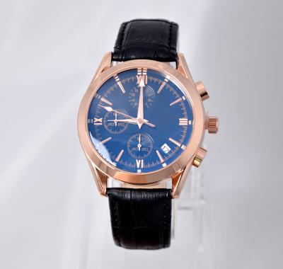 China Alloy watches withe Genuine leather strap ,6 hands China Movt ,3 ATM waterproof for sale