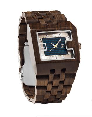 China ebony wood watches with Japan movement square watch wooden band ,OEM/ODM are welcome,MOQ:100pcs for sale