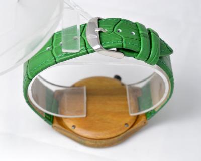 China verawood watches  with Japan movement green genuine leather strap,OEM/ODM are welcome,MOQ:100pcs for sale