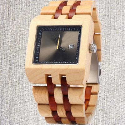 China maple wood watches square watch with Japan movement with date,,OEM/ODM are welcome,MOQ:100pcs for sale