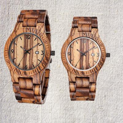China zebrawood watches with Japan movement with date,,OEM/ODM are welcome,MOQ:100pcs for sale