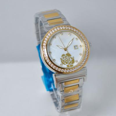 China IP platin Jewelry Ladies' Watch with Leather Strap, Stone Bezel, Mop Dial, Sparkles Coll,flowers watches 5ATM waterproof for sale