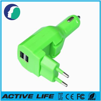 Cina Customized Logo Printing Dual USB Car And Travel Adapter , EU Colorful Charger in vendita