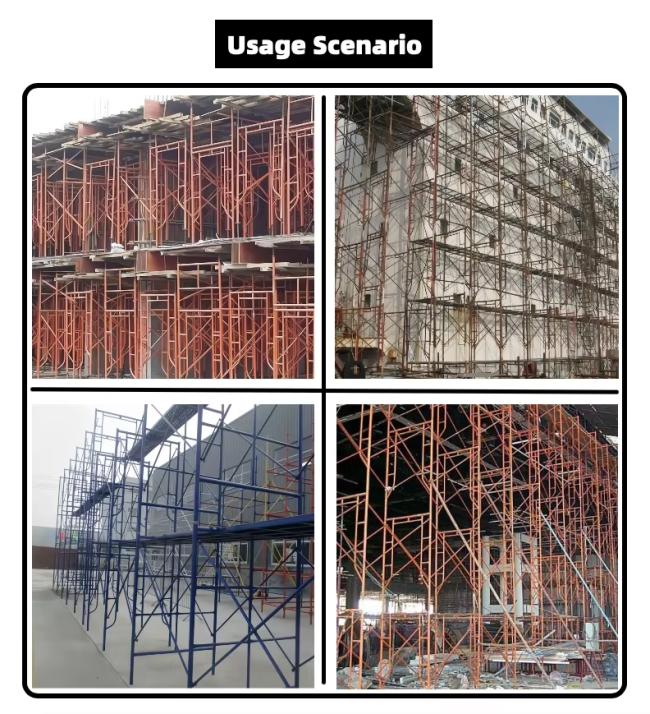 Close-up of scaffolding frame and connection details