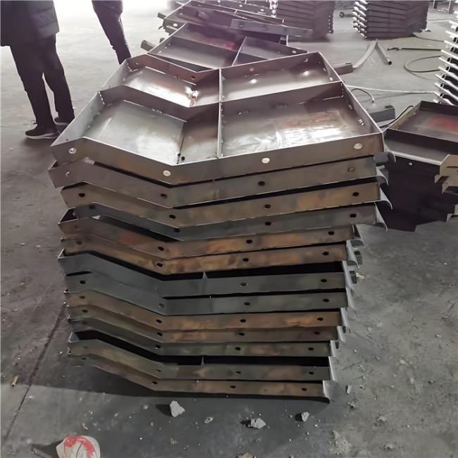 Steel formwork in use for concrete pouring project