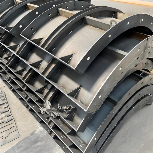 Industrial construction site with steel formwork system